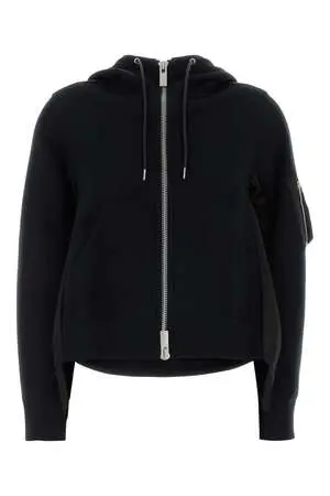 Sacai Cotton Blend And Nylon Sweatshirt - Black
