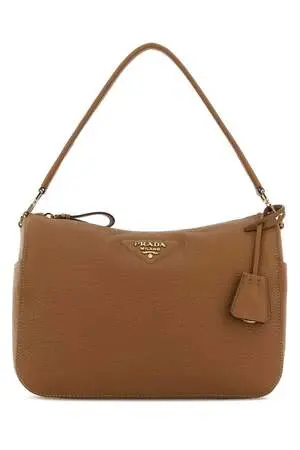 Prada Camel Leather Medium Shoulder Bag - Brown