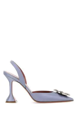 Amina Muaddi Satin Begum Pumps - Blue