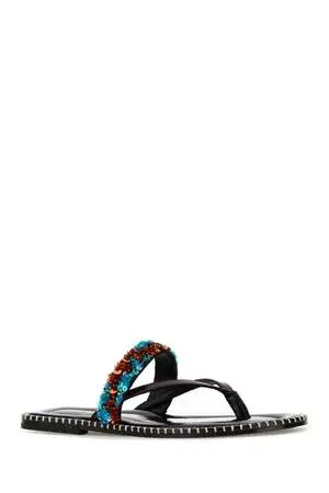 Dries Van Noten Chocolate Leather Thong Slippers