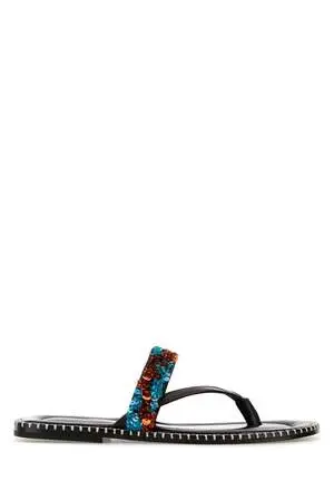 Dries Van Noten Chocolate Leather Thong Slippers - Brown