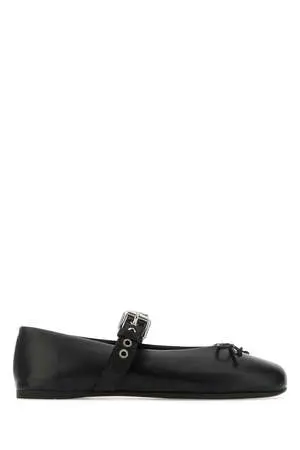 Miu Miu Leather Ballerinas - Black