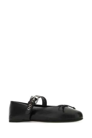 Miu Miu Leather Ballerinas - Black