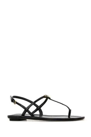 Prada Leather Thong Sandals - Black