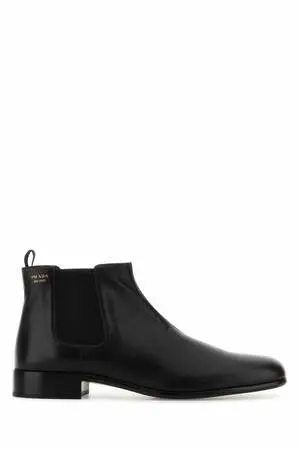 Prada Leather Ankle Boots - Black