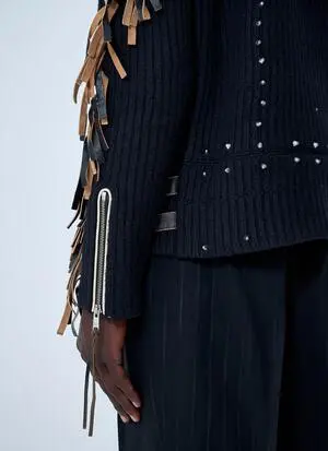 Prada Leather Embellished Wool Sweater