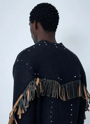 Prada Leather Embellished Wool Sweater