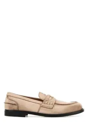 Miu Miu Sand Leather Loafers - Brown