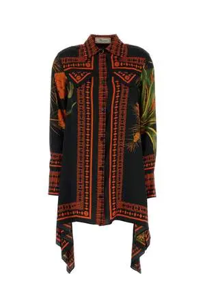 Blumarine Printed Twill Shirt Dress - Multicolor