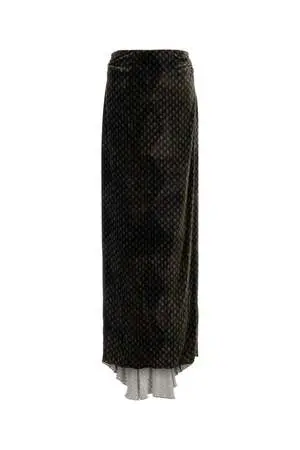 Dries Van Noten Printed Velvet Salix Skirt - Multicolor