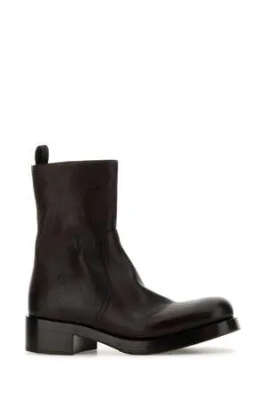 Prada Dark Leather Ankle Boots