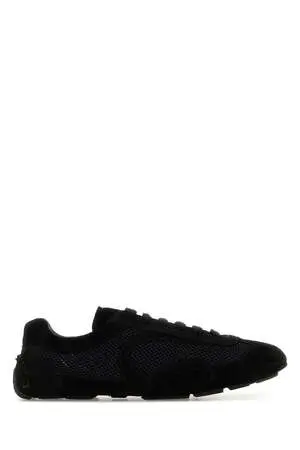 Prada Suede And Mesh Montecarlo Sneakers - Black