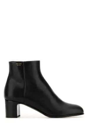 Prada Leather Ankle Boots - Black