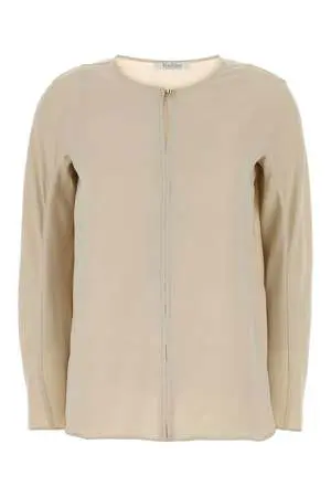 Max Mara Max Mara Women Sand Stretch Silk Mitico Blouse Brown