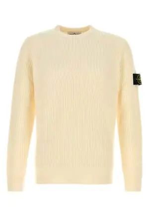 Stone Island Cream Wool Sweater - White