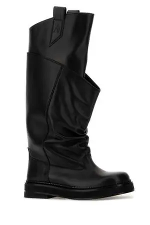 Attico Leather Passeggiata Boots - Black