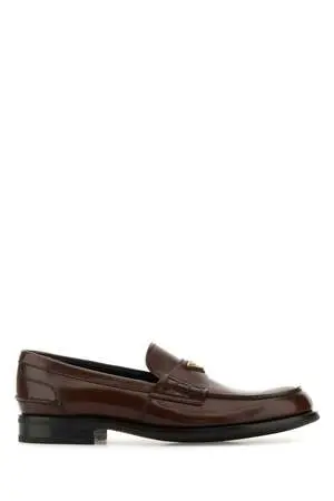 Prada Chocolate Leather Loafers - Brown