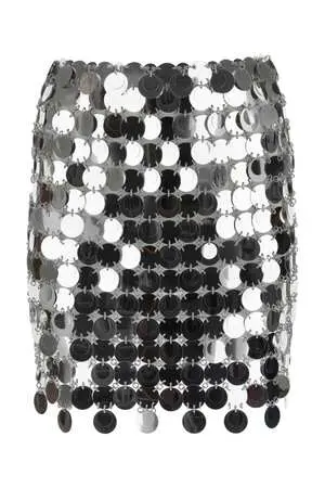 Rabanne Maxi Sequins Mini Skirt - Silver
