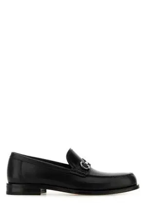 FERRAGAMO Leather Teatro Loafers - Black