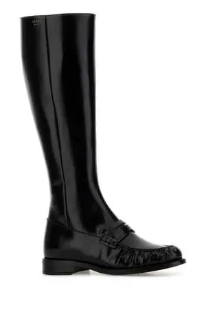 Prada Leather Loafer Boots