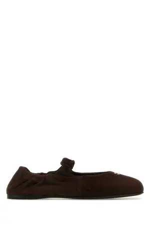 Miu Miu Dark Suede Ballerinas - Brown