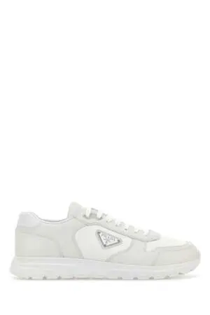 Prada Leather And Fabric Sneakers - White