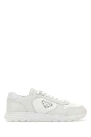 Prada Leather And Fabric Sneakers - White