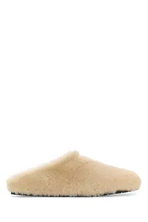 Prada Sand Shearling Slippers - Brown