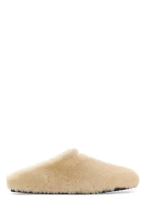 Prada Sand Shearling Slippers - Brown