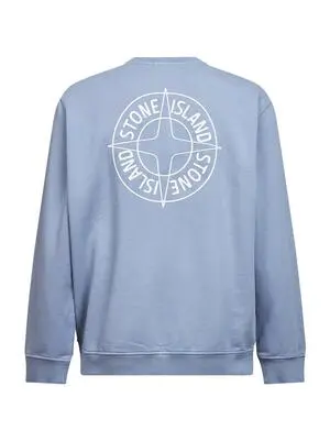 Stone Island Avio Blue Cotton Outline Compass Printed Sweatshirt