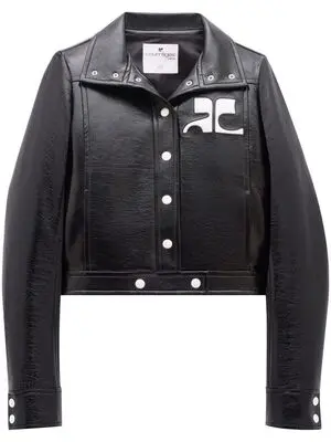 COURREGES COURREGES Vinyl High Neck Jacket Black