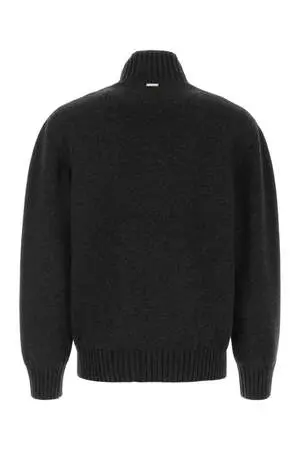 FERRAGAMO Slate Cashmere Blend Sweater - Black