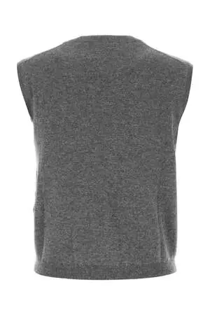 FERRAGAMO Grey Stretch Cashmere Blend Vest - Gray