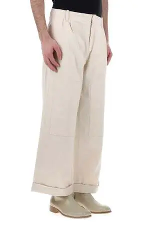 Etro Melange Ivory Stretch Cotton Wide-leg Pant