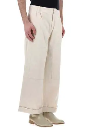 Etro Melange Ivory Stretch Cotton Wide-leg Pant