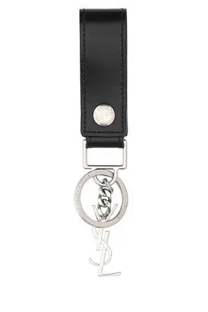 Saint Laurent Monogram Leather Keychain - Black