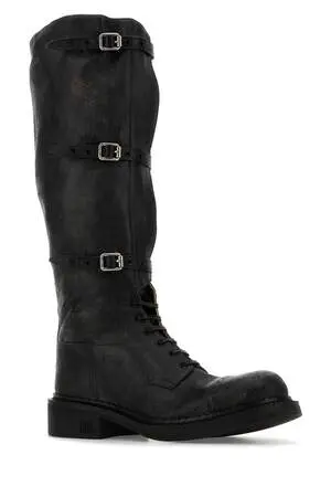 Miu Miu Leather Boots - Black