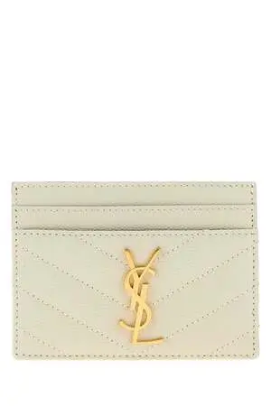 Saint Laurent Chalk Leather Card Holder - White