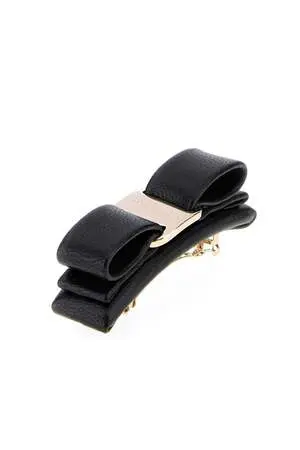 FERRAGAMO Leather Hair Clip - Black
