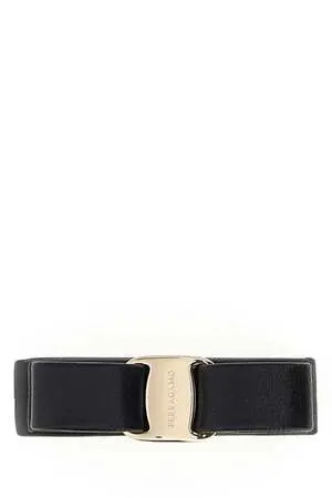 FERRAGAMO Leather Hair Clip - Black