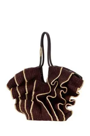 Zimmermann Chocolate Raffia Medium Goldentime Shopping Bag