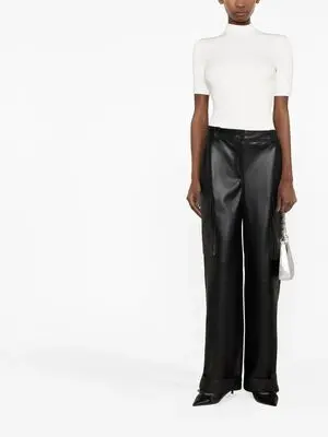 COURREGES Short Sleeves Ribbed Knitted Sweater
