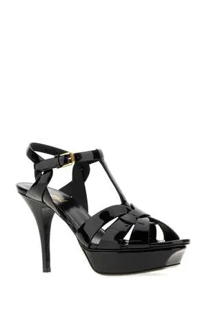Saint Laurent Leather Tribute Sandals - Black