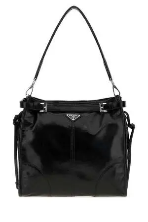 Prada Leather Bonnie Shoulder Bag - Black