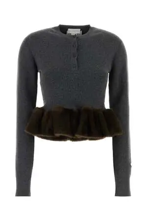 Stella McCartney Dark Grey Stretch Wool Blend Sweater - Gray