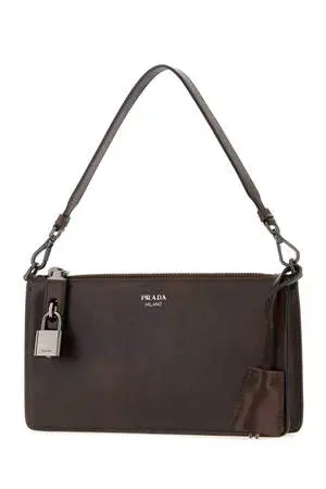 Prada Dark Leather Card Holder - Brown