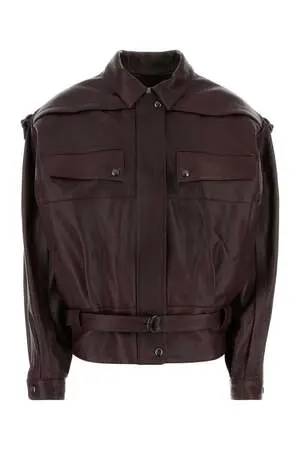 Magda Butrym Burgundy Leather Oversize Jacket - Red