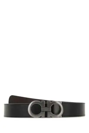 FERRAGAMO Leather Reversible Belt - Black