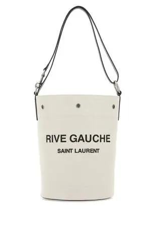 Saint Laurent Ivory Canvas Rive Gauche Bucket Bag - White