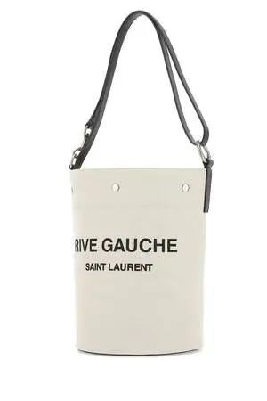 Saint Laurent Ivory Canvas Rive Gauche Bucket Bag